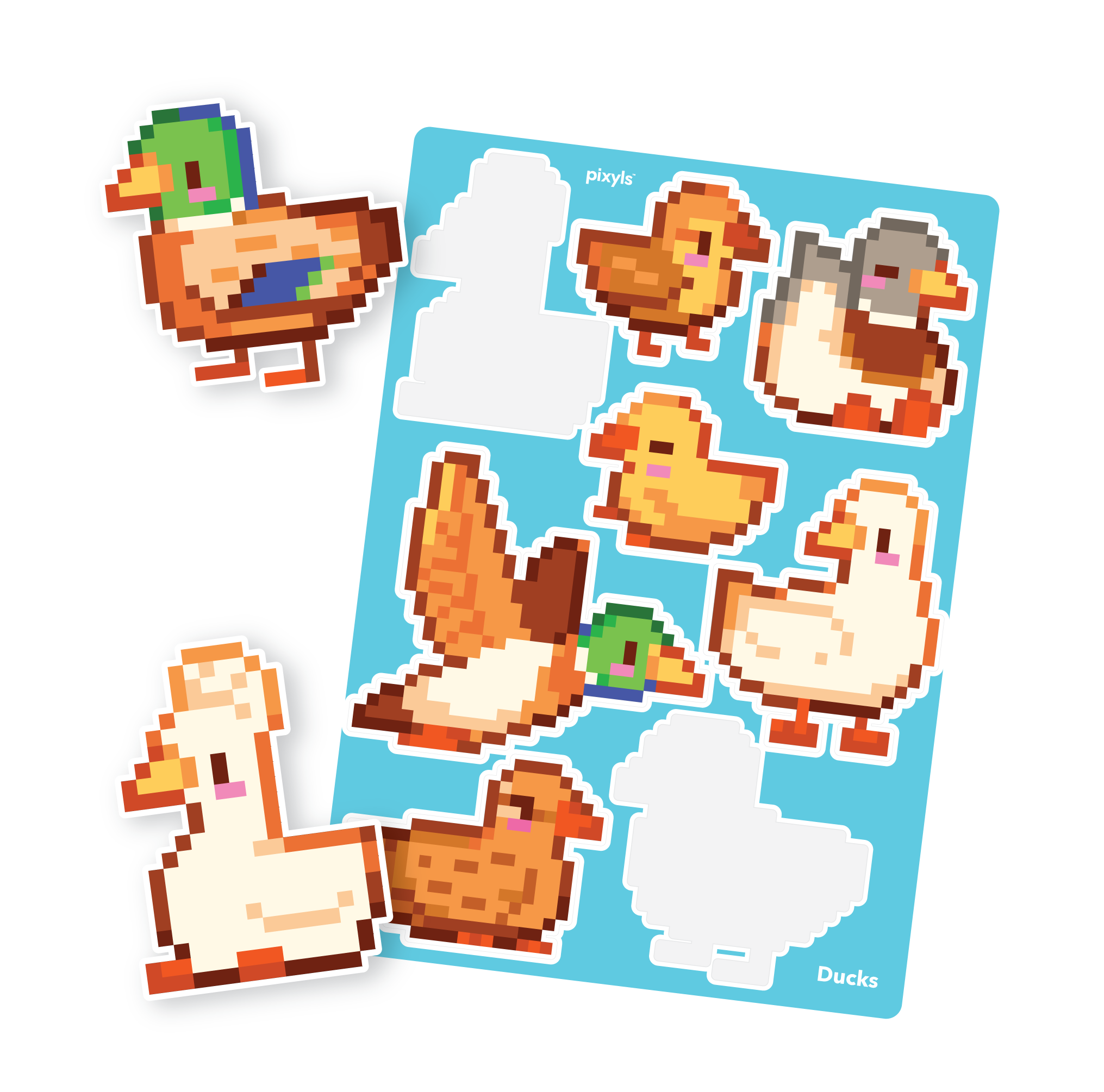 Ducks Sticker Sheet | Pixel Art Sticker by Number Craft Kit – Vexyls