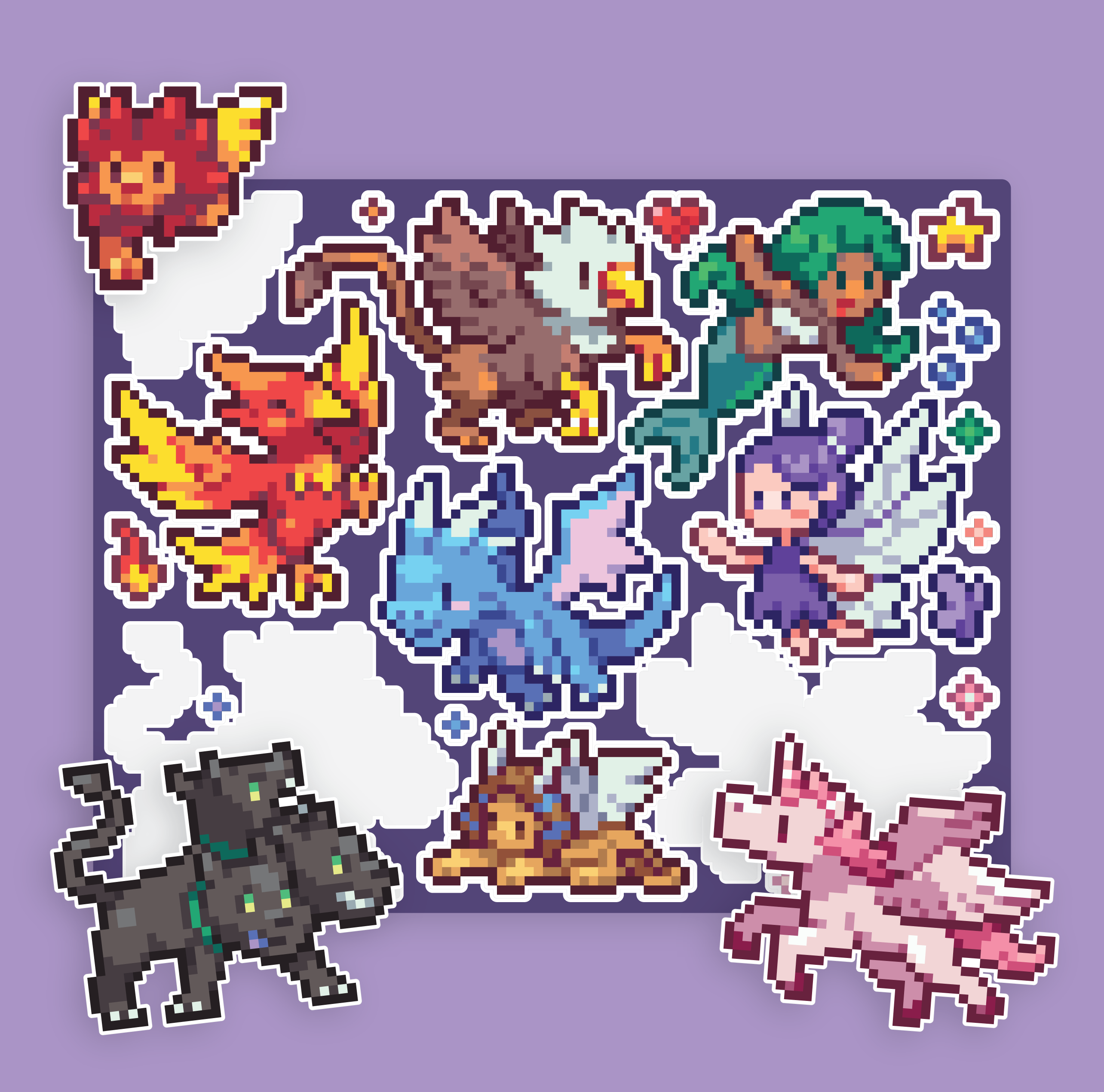 Mythological Creatures Sticker Sheet | Pixel Art Sticker by Number ...