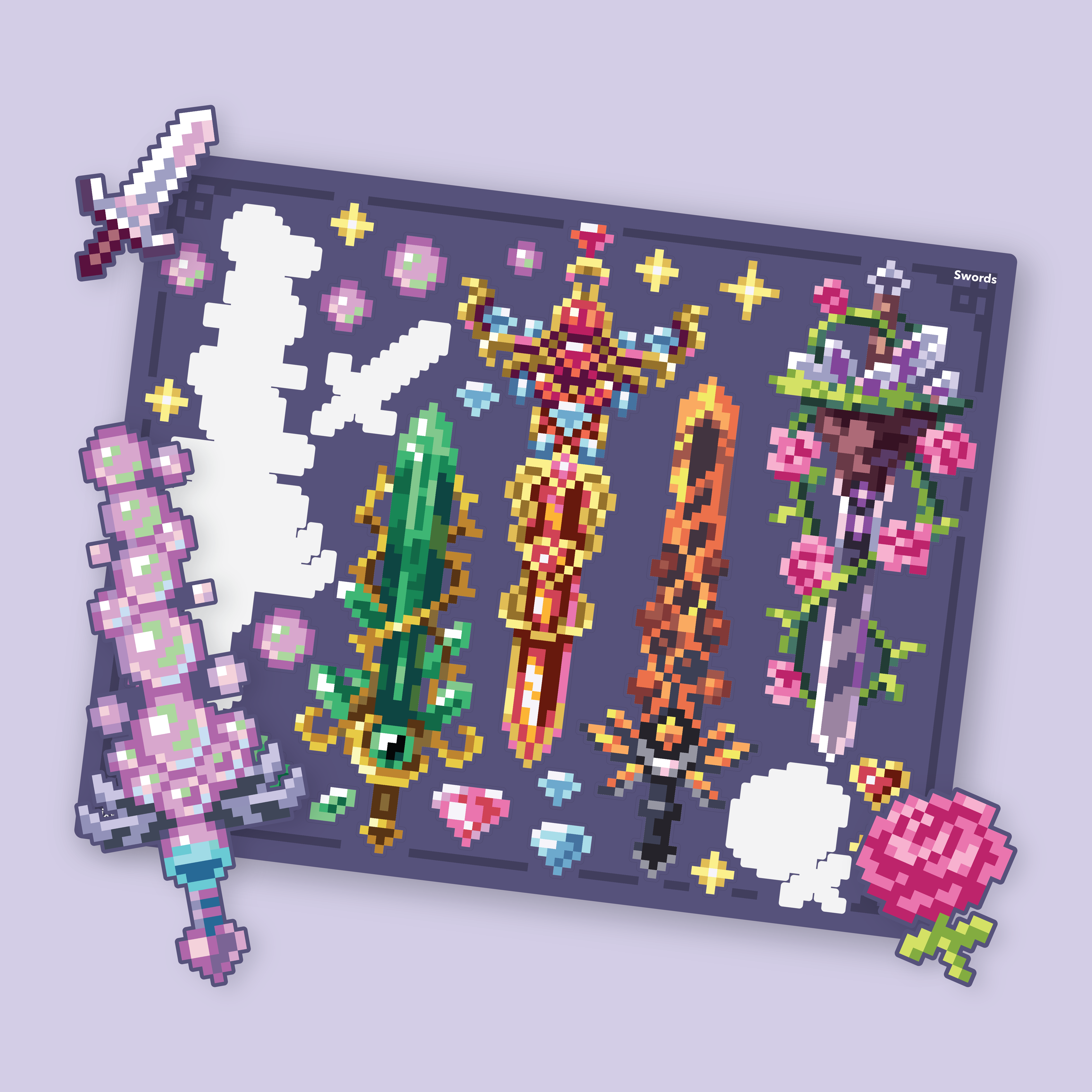 Swords Sticker Sheet | Pixel Art Sticker by Number Craft Kit – Pixyls USA